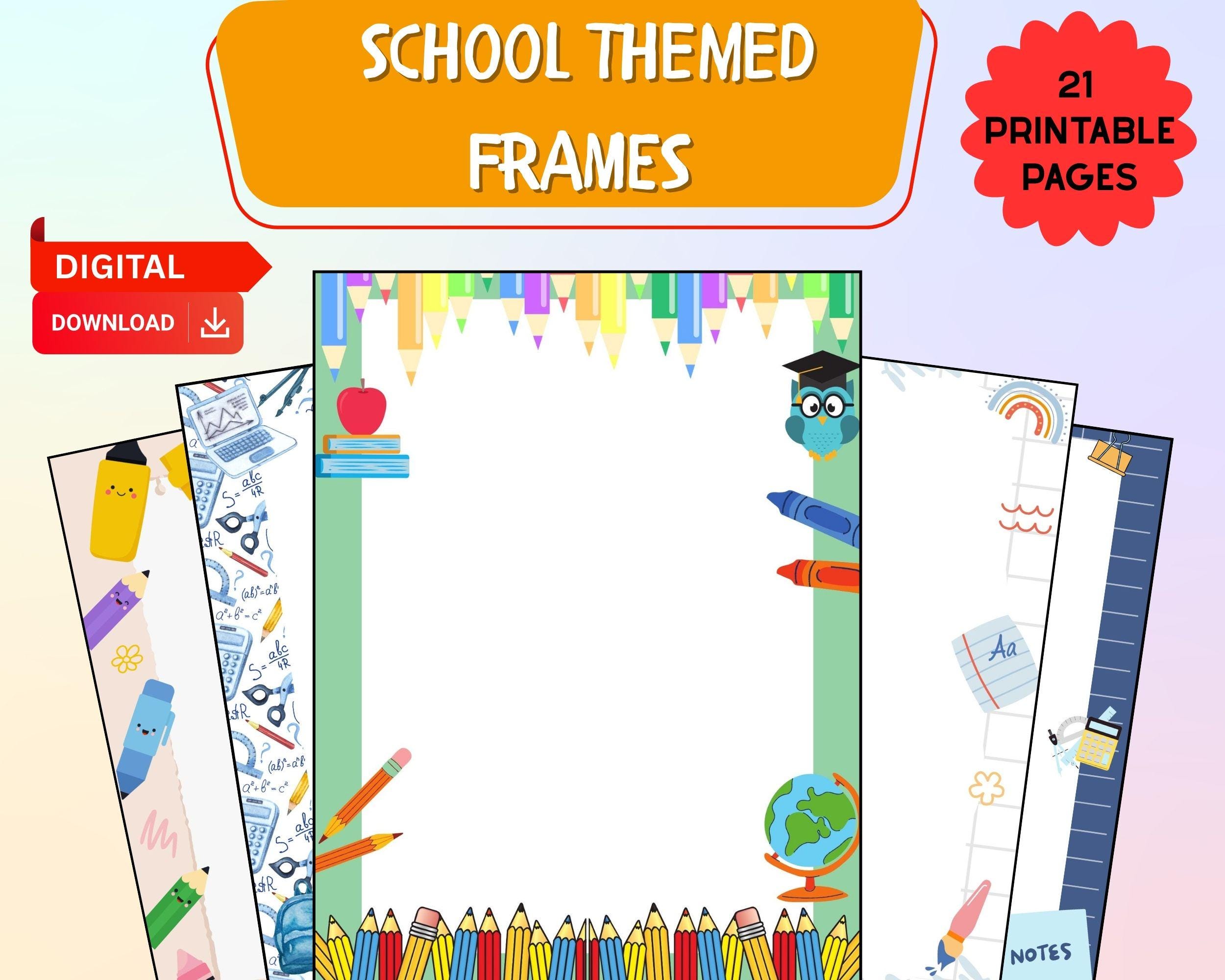 School Themed Border Frame Digital Clipart Design - Etsy