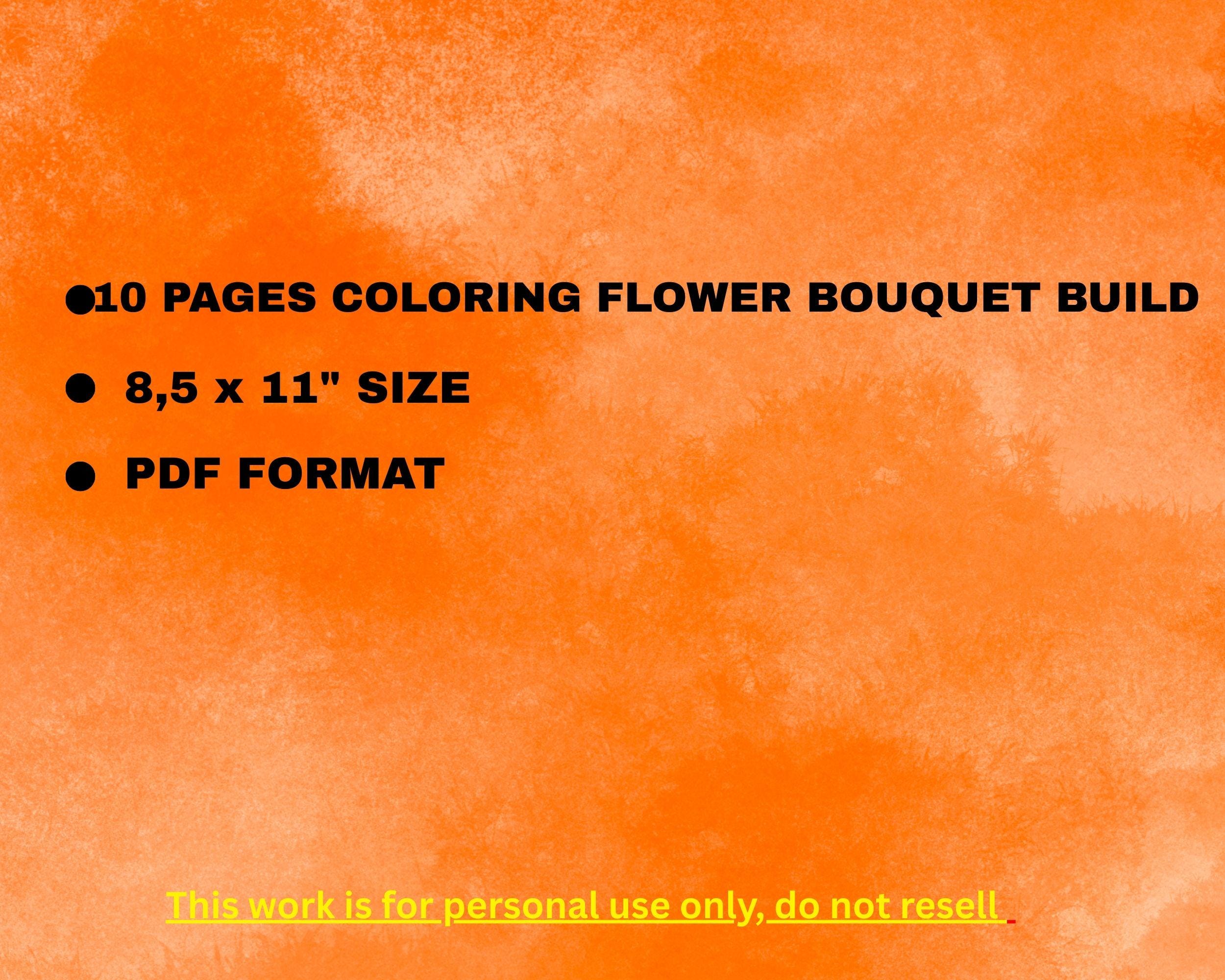 Flower BOUQUET PRINTABLE Coloring Build / Mothers Day Gift / Gift for ...