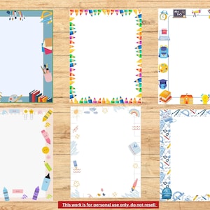 School Themed Border Frame Digital Clipart Design - Etsy