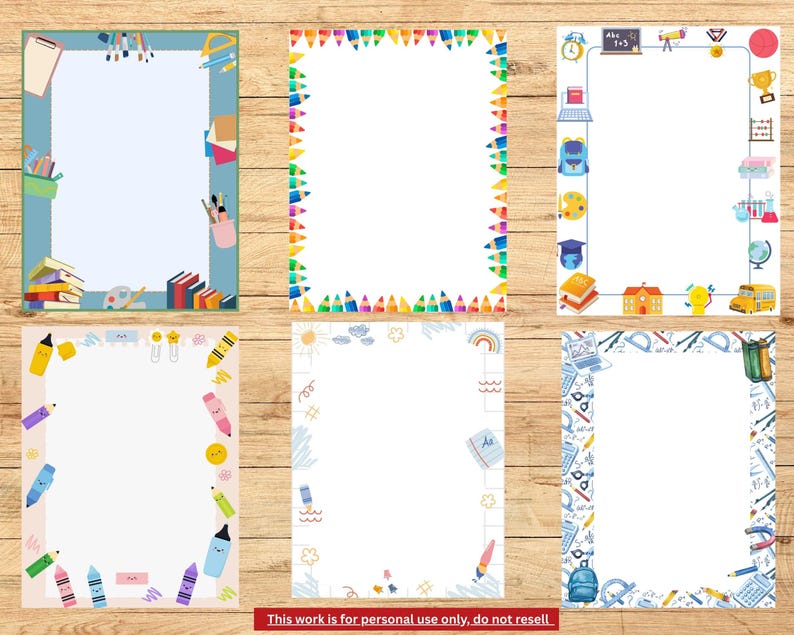 School Themed Border Frame Digital Clipart Design - Etsy