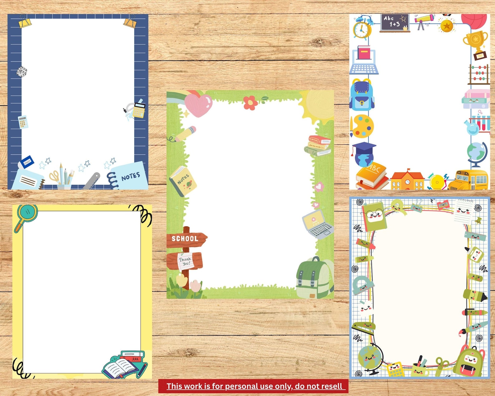 School Themed Border Frame Digital Clipart Design - Etsy