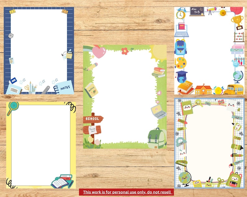 School Themed Border Frame Digital Clipart Design - Etsy