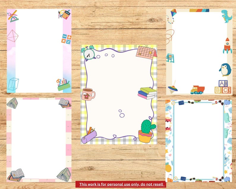School Themed Border Frame Digital Clipart Design - Etsy
