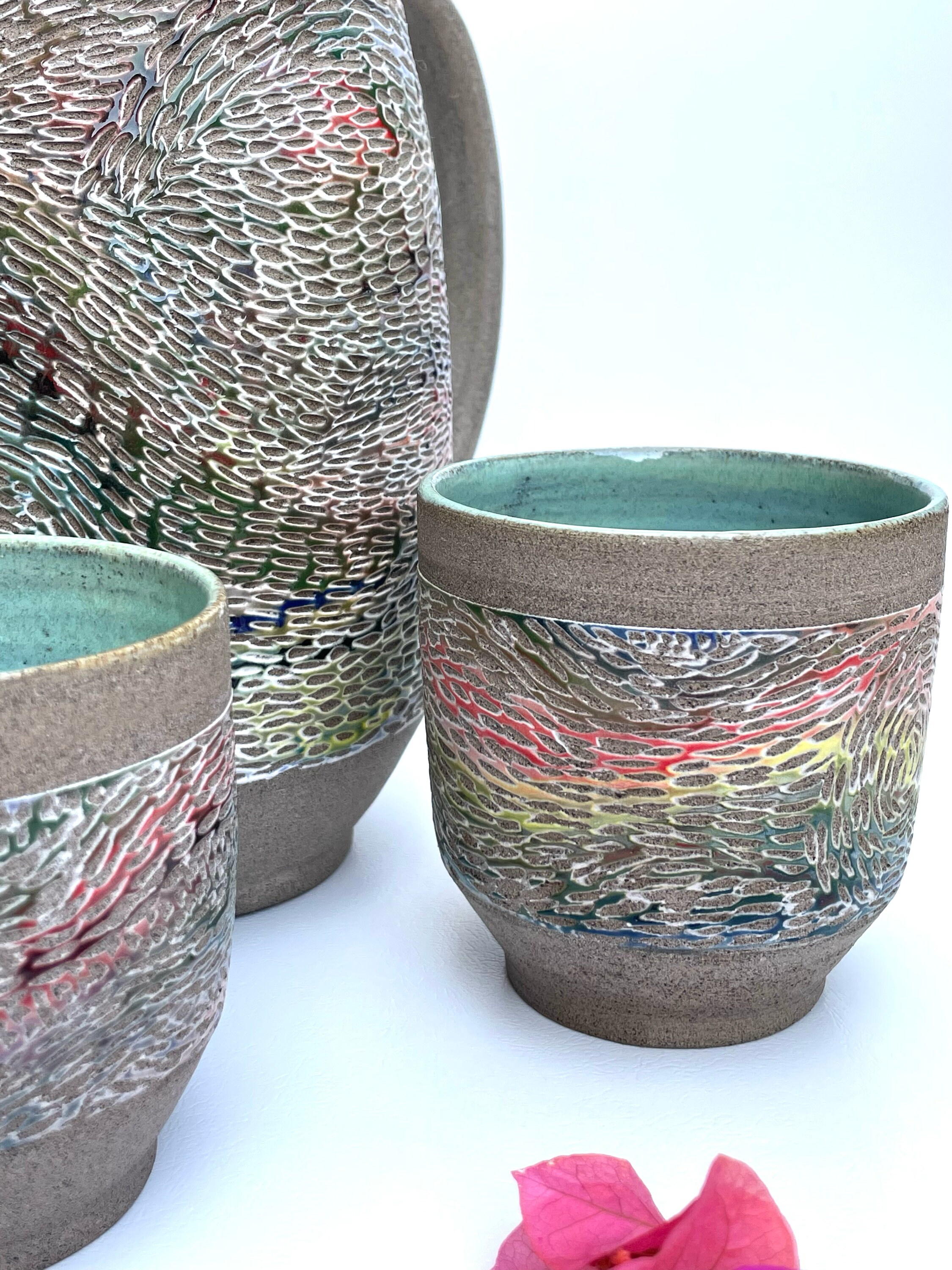 Handmade Ceramic Pitcher - Large Rustic Pottery Jug for Drinks, Water ...