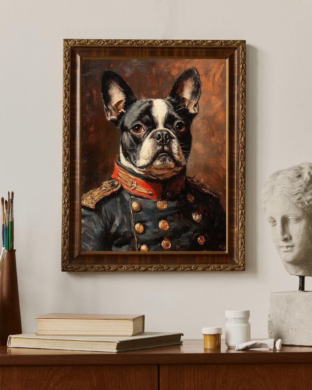 Vintage Bulldog in Navy Uniform, Bulldog Art Poster, Historical Pet ...