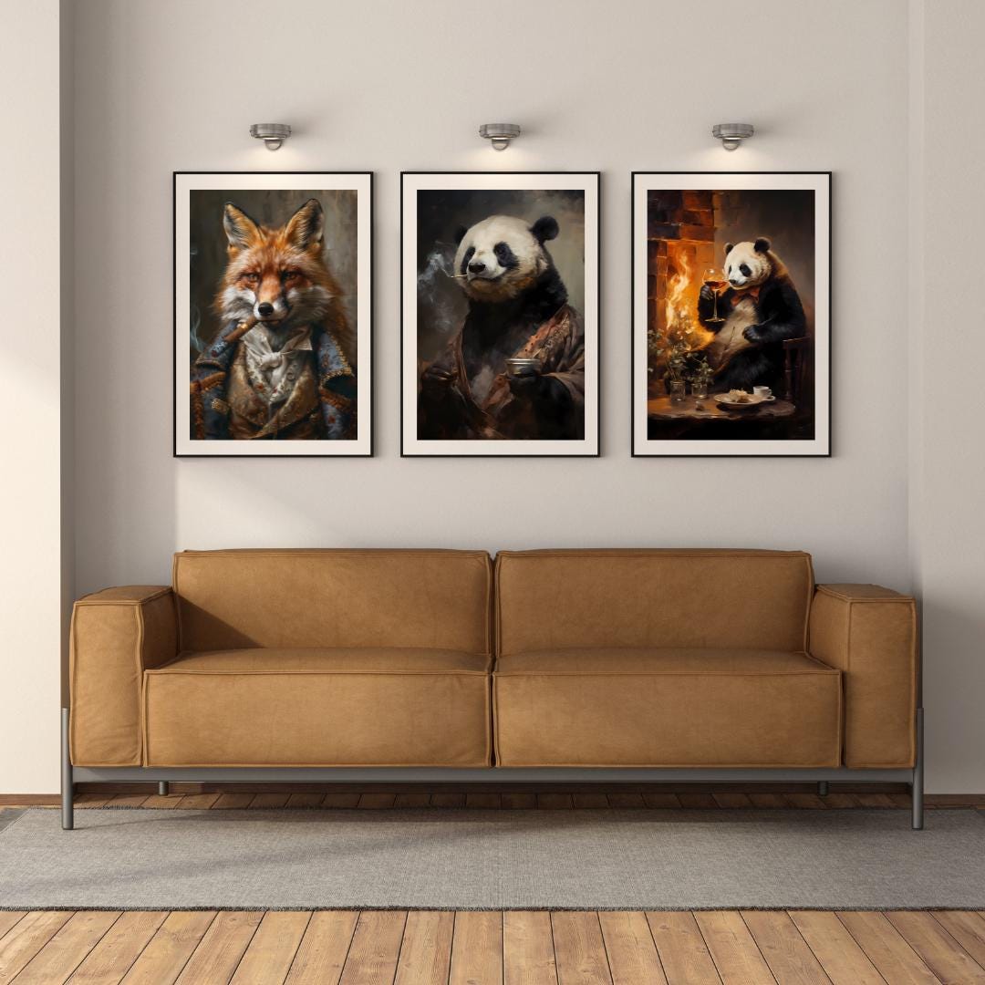 Panda Wall Art, Handmade Panda Print, Museum Quality, Panda Poster ...