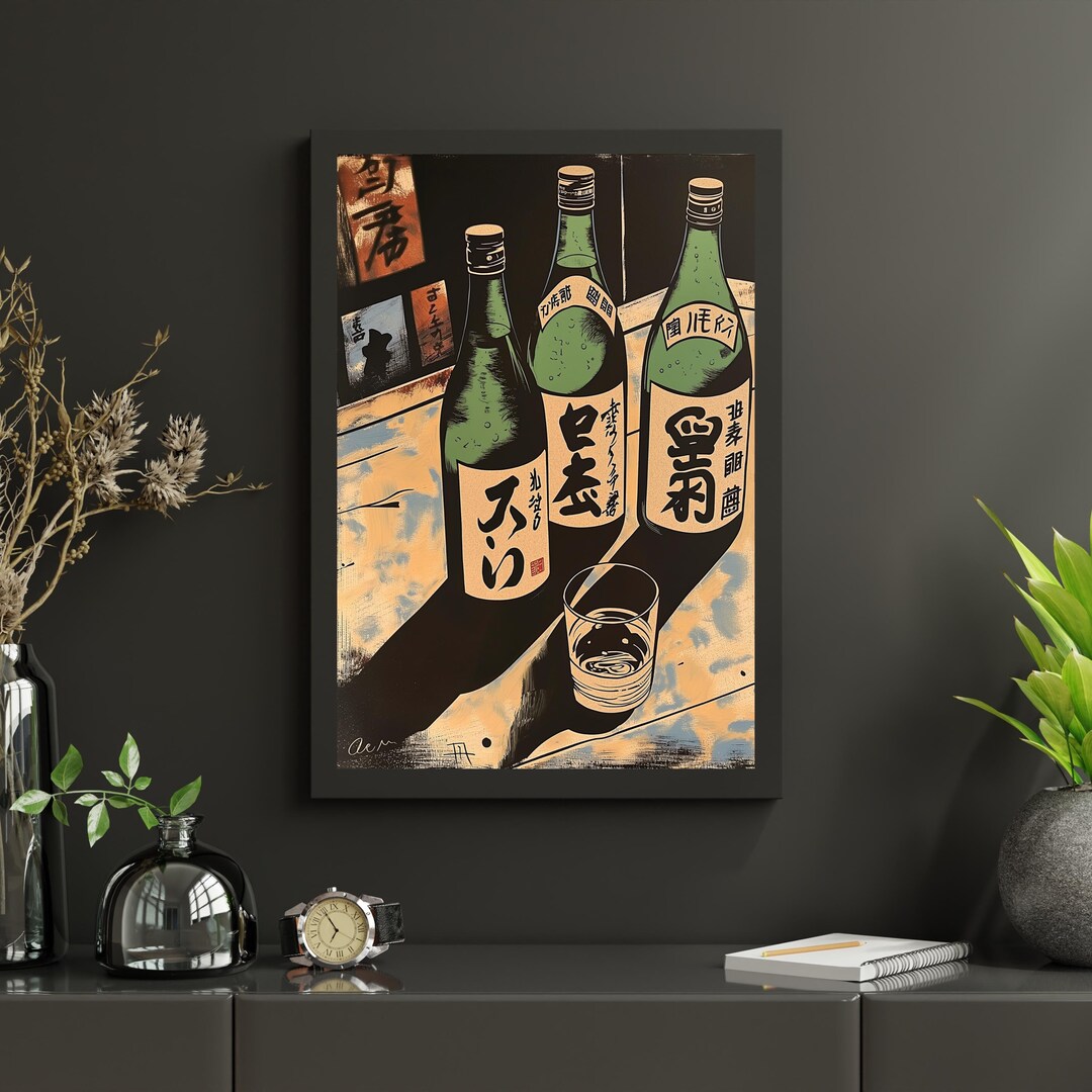 Japanese Sake Bottles Poster, Traditional Drink Art Print - Etsy
