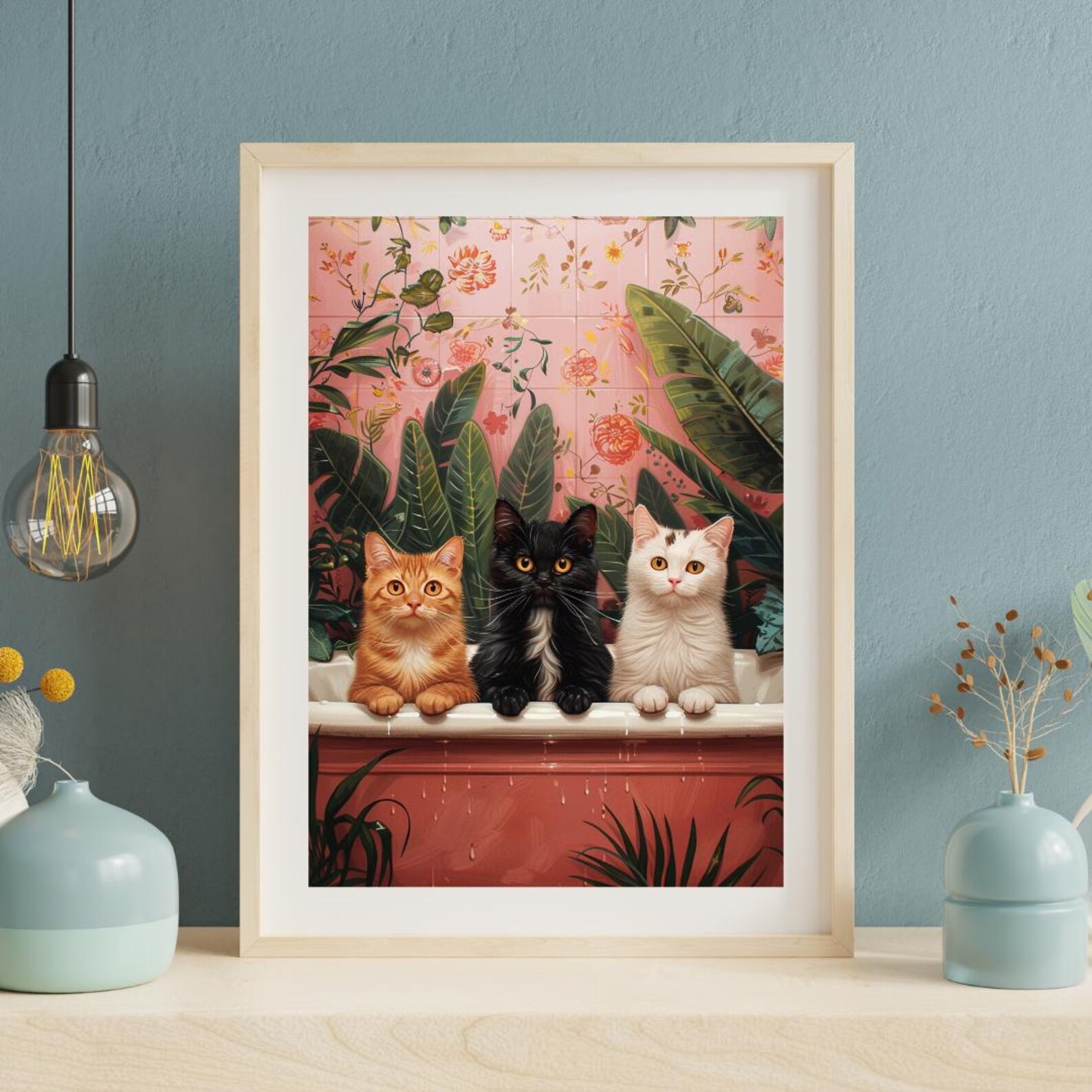 Adorable Cat Wall Art, Cute Feline Trio Poster, Children Room Wall Art ...