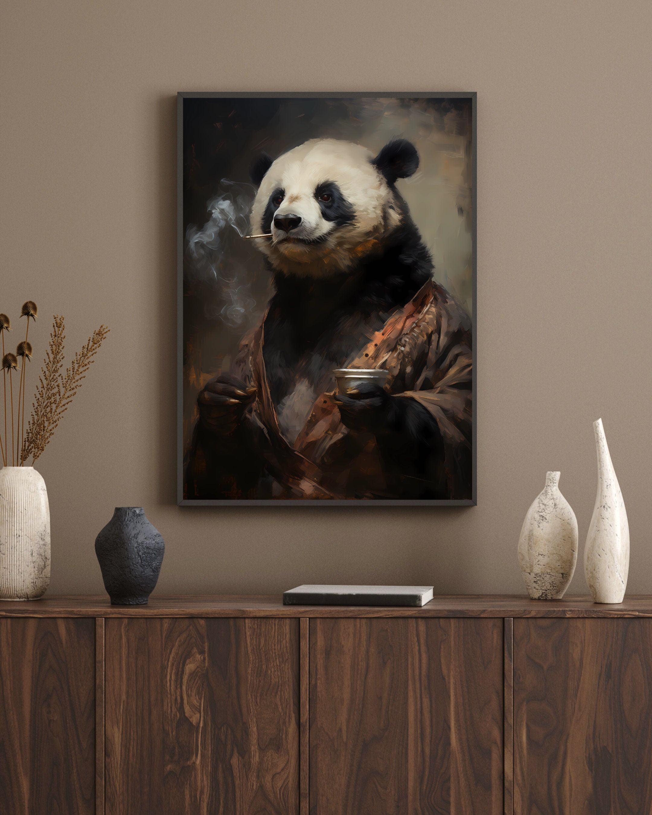 Panda Wall Art, Handmade Panda Print, Museum Quality, Panda Poster ...