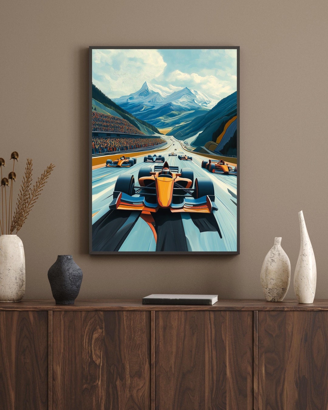 Formula 1 Racing Art Print, Dynamic F1 Cars Speeding Through ...