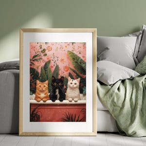Adorable Cat Wall Art, Cute Feline Trio Poster, Children Room Wall Art ...