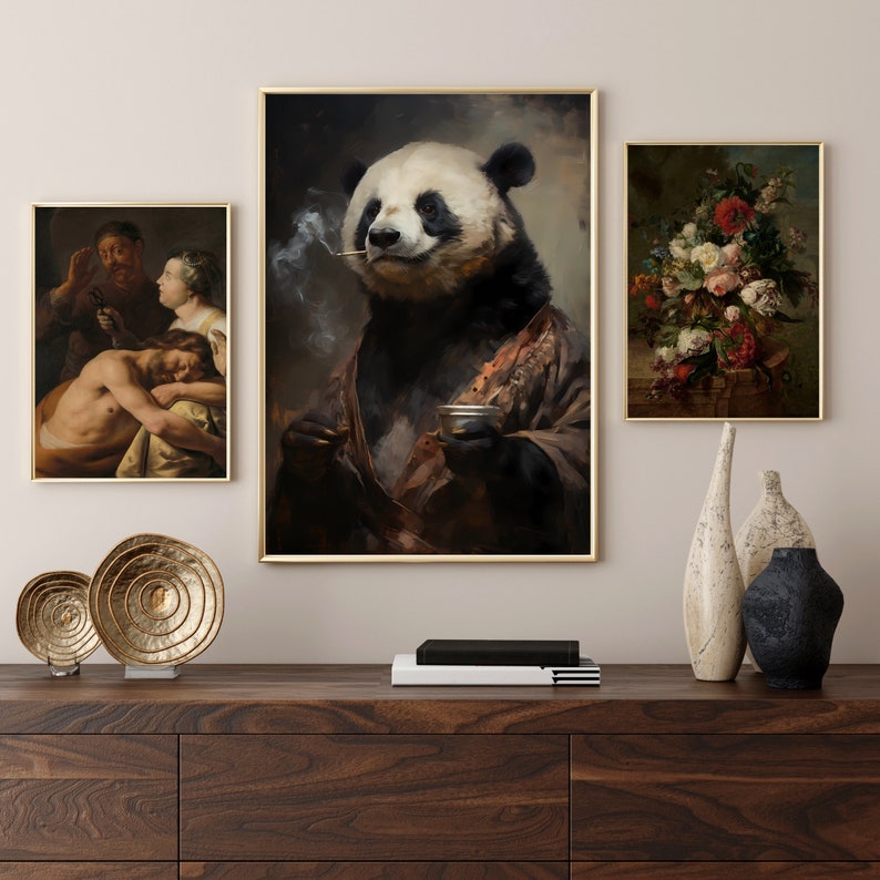 Panda Wall Art, Handmade Panda Print, Museum Quality, Panda Poster ...