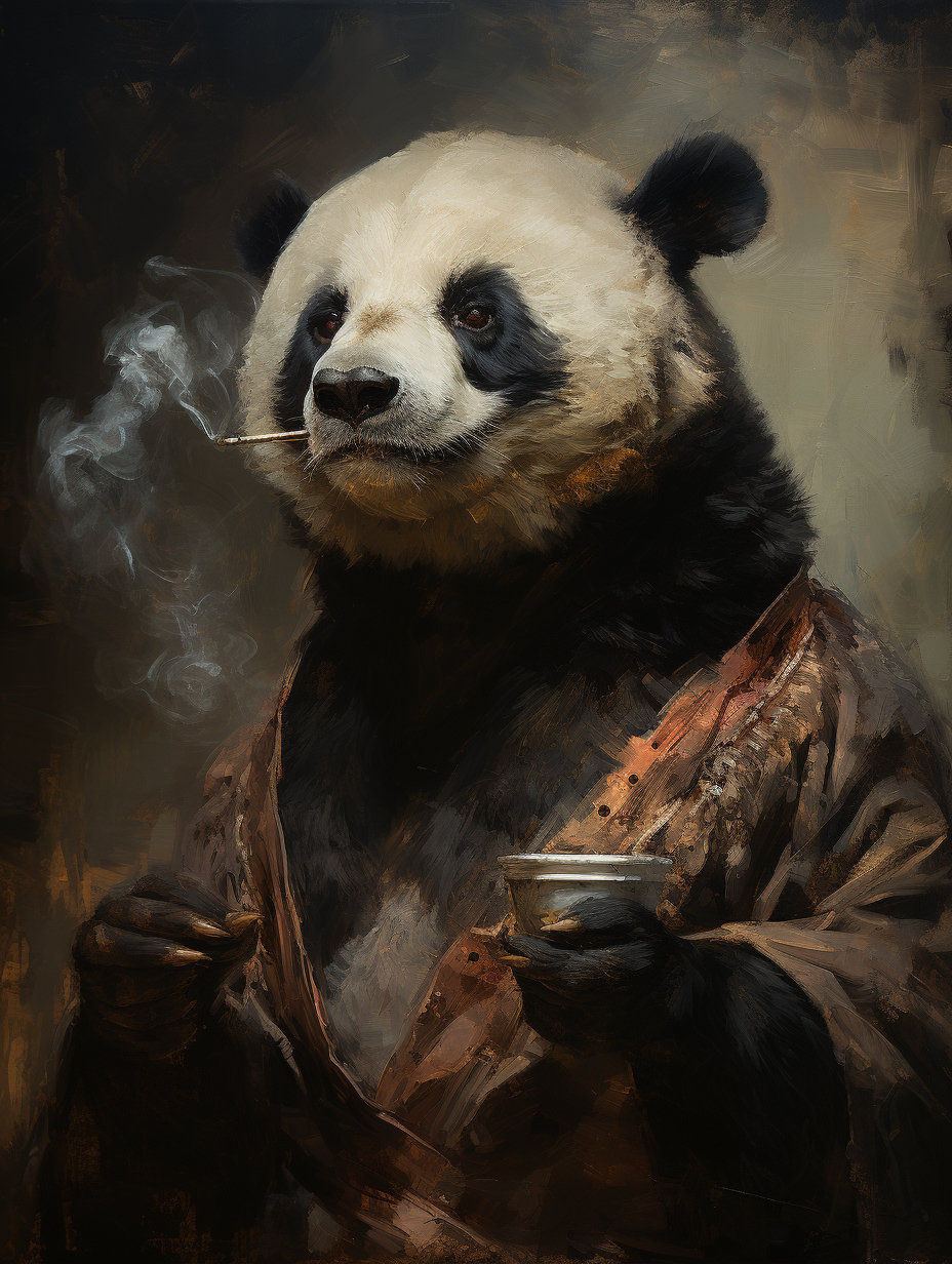 Panda Wall Art, Handmade Panda Print, Museum Quality, Panda Poster ...