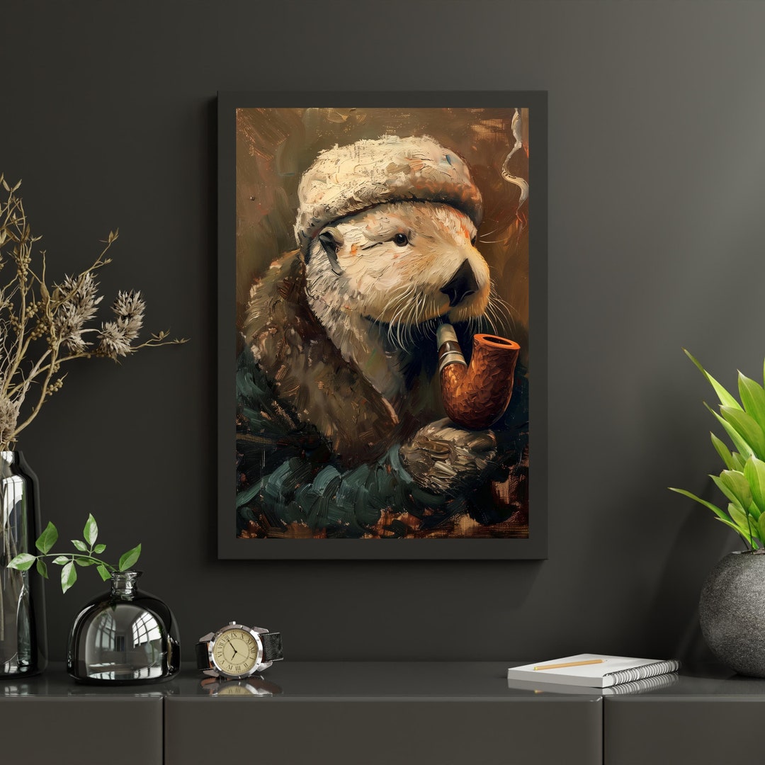 Sea Otter Smoking a Pipe, Sea Otter Poster, Sea Otter Clip Art ...