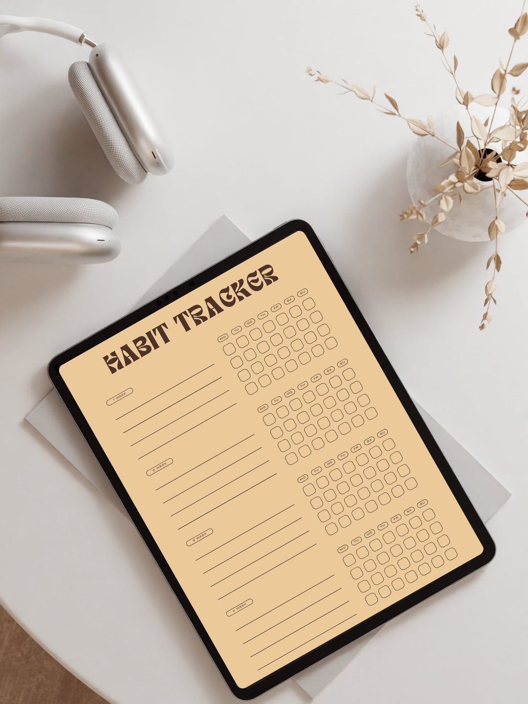 4 Week Habit Tracker - Groovy Retro 70's Design - Digital Download ...