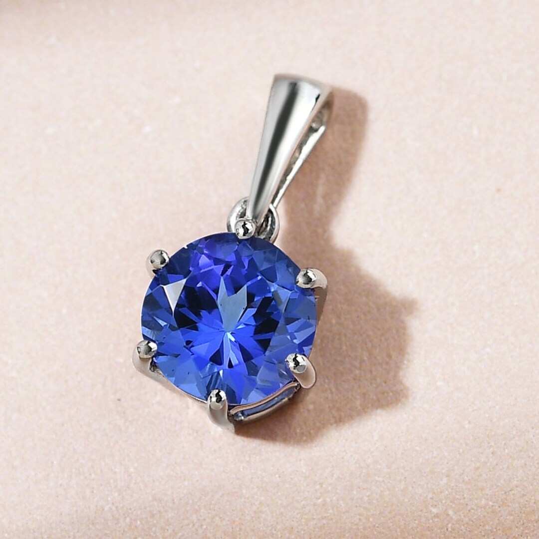AAAA Tanzanite Solitaire Pendant in Sterling Silver, Tanzanite Pendant ...