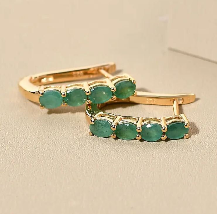 Emerald hoop earring Etsy