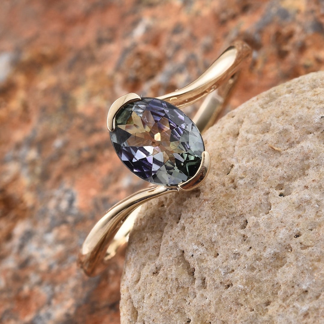 World Rare Bi Color Tanzanite Ring in Sterling Silver, Peacock ...