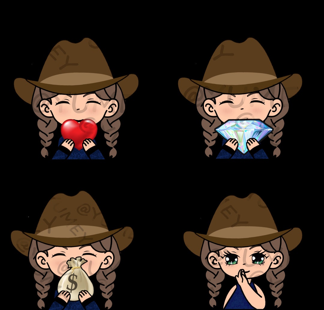 Cute Western Chibi Girl Set of 4 - Etsy