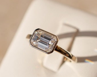 Baguette Ring, Rectangle Ring, Bezel Set Ring, Bezel Set Engagement ...