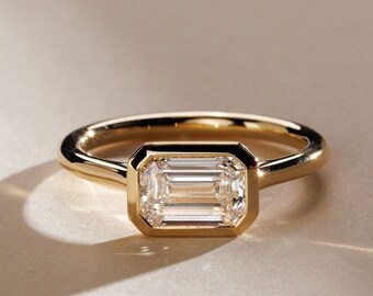 Baguette Ring, Rectangle Ring, Bezel Set Ring, Bezel Set Engagement ...