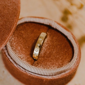 Diamond Starburst Wedding Band Ring, Antique Star Wedding Band, Flush ...
