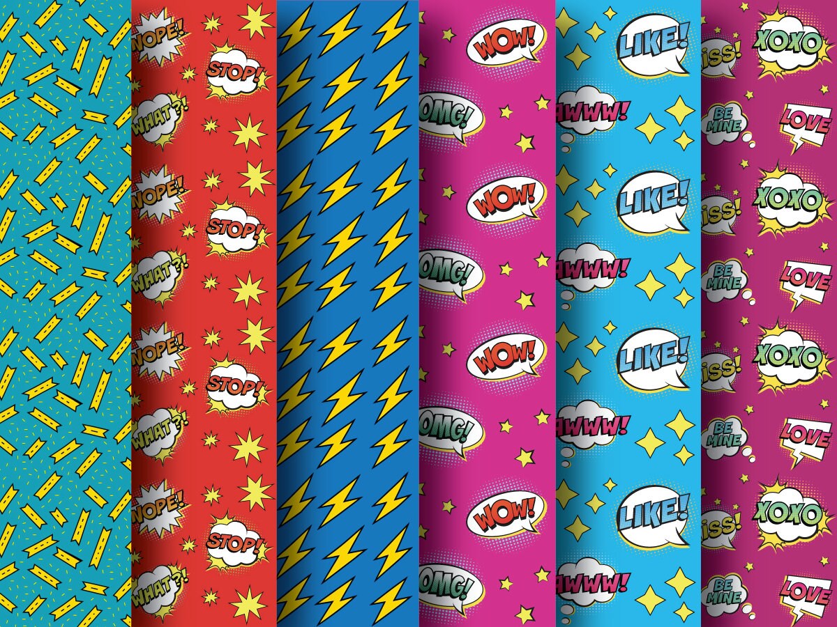 Comic Effects Digital Paper Pack [high Quality 12pc Digital Papers ...