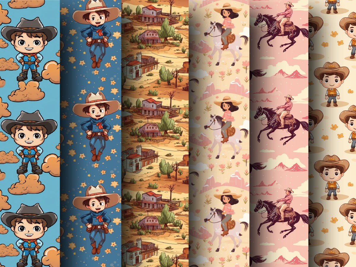 Western Cowboy Digital Paper Pack high Quality 12pc Digital - Etsy