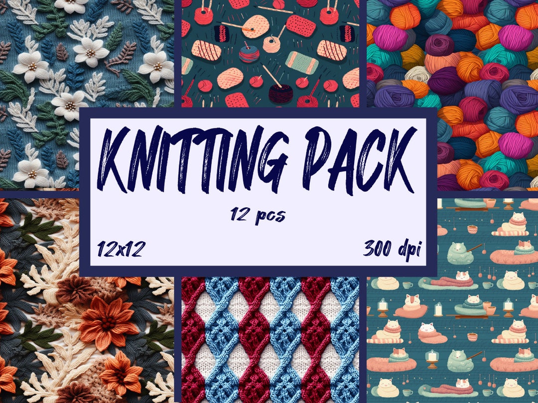 Knitting Digital Paper Pack high Quality 12pc Digital Papers - Etsy