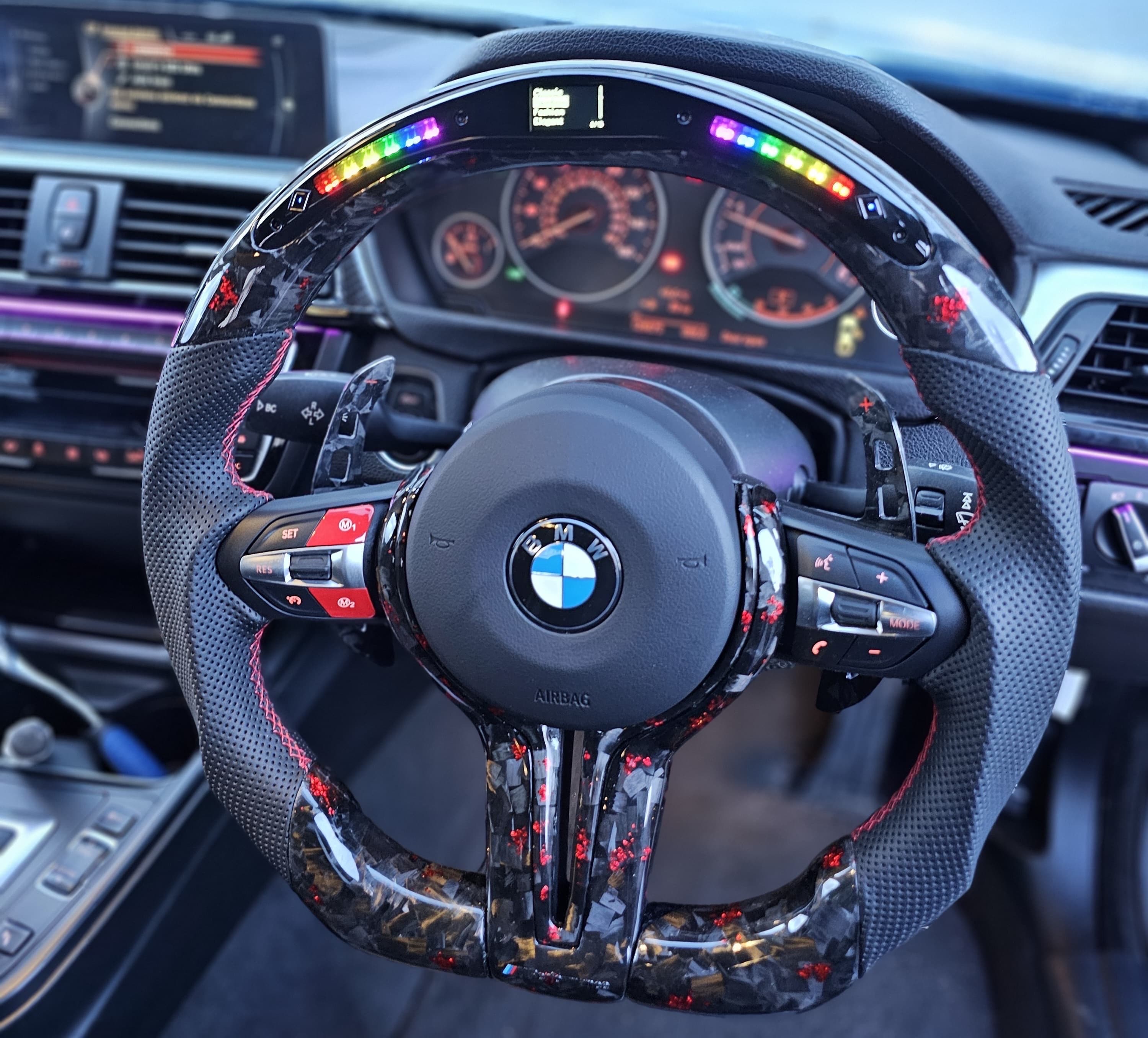 BMW LED Carbon Forged Steering Wheel, High Quality Flat Bottom, 1,2,3,4 ...