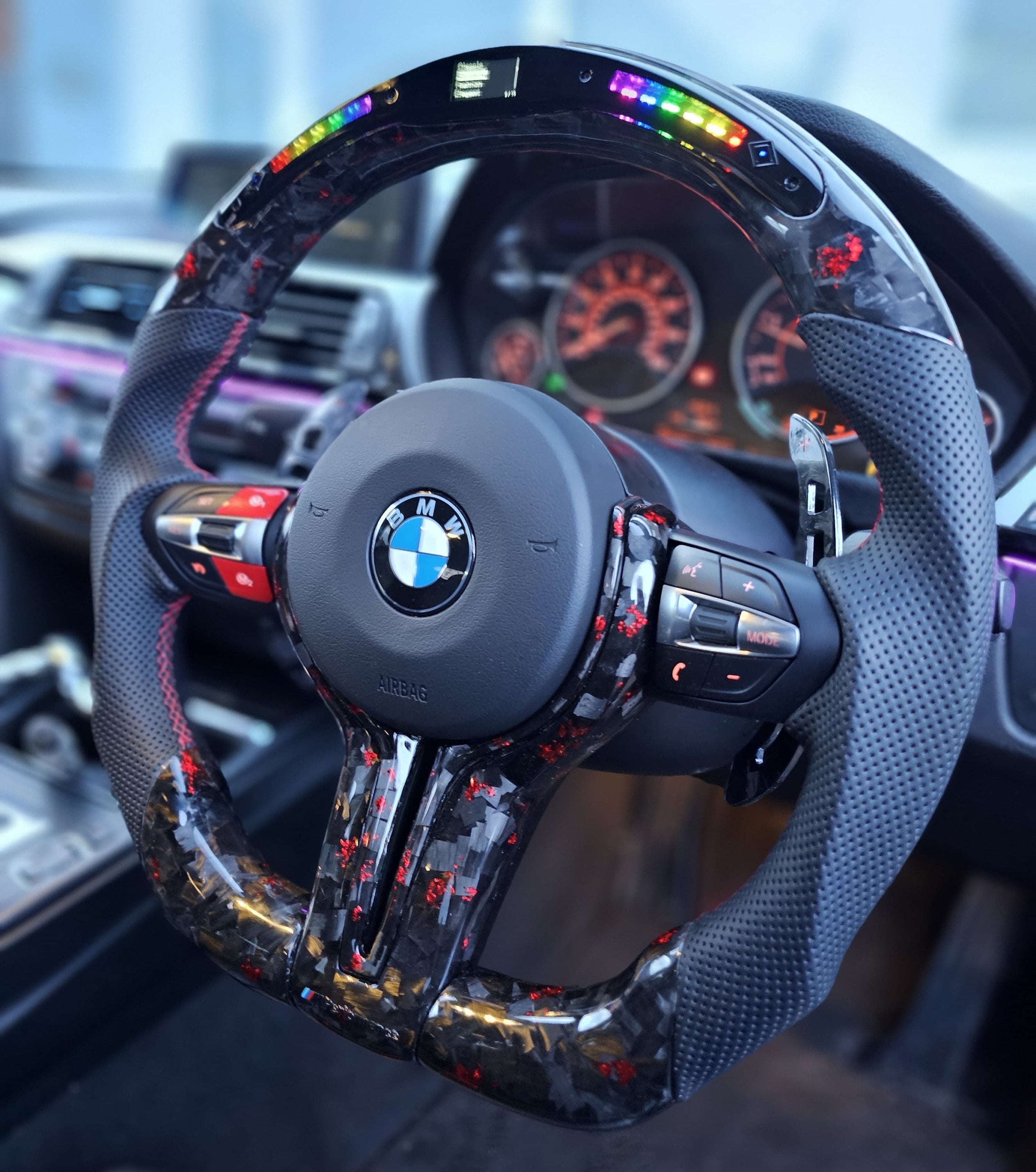 BMW LED Carbon Forged Steering Wheel, High Quality Flat Bottom, 1,2,3,4 ...