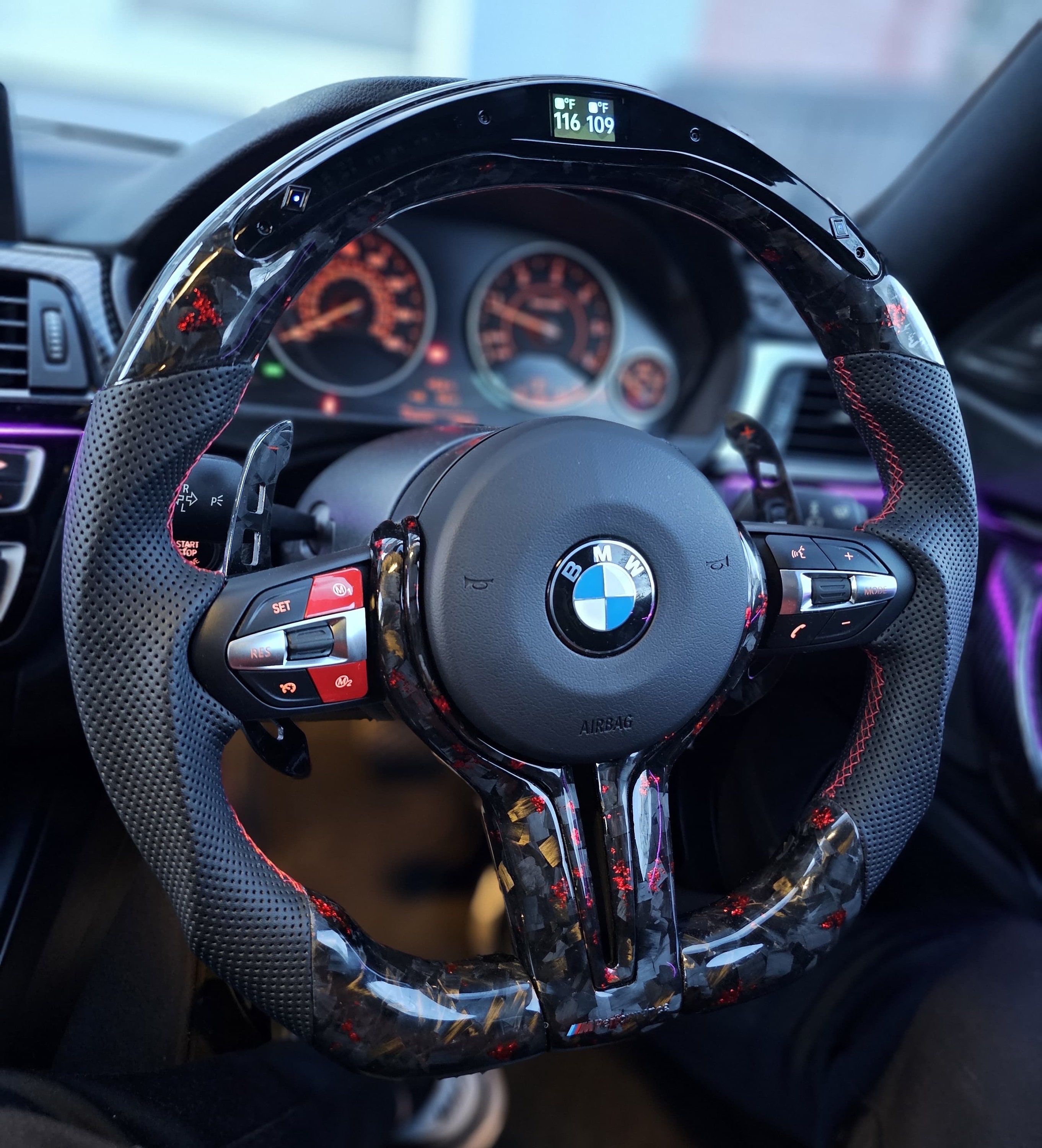 BMW LED Carbon Forged Steering Wheel, High Quality Flat Bottom, 1,2,3,4 ...