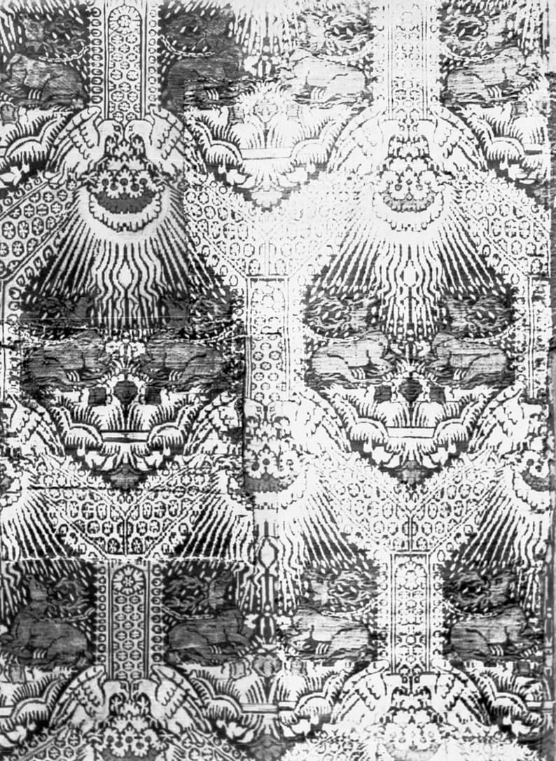 5 Meters 100% Natural Silk Medieval Vestment Fabric Damask Brocade 14 ...