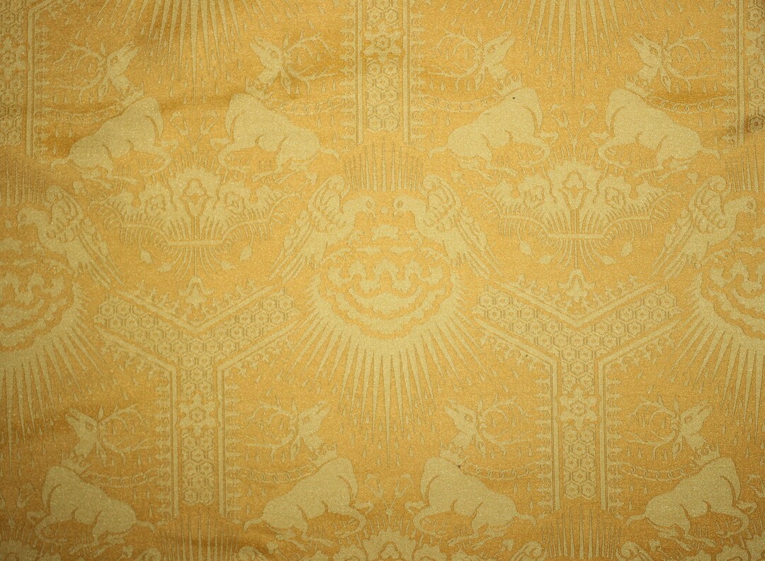 5 Meters 100% Natural Silk Medieval Vestment Fabric Damask Brocade 14 ...