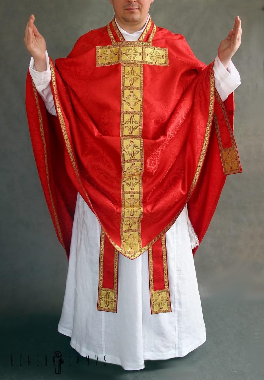 Red Conical Romanesque Chasuble Vestment - Etsy