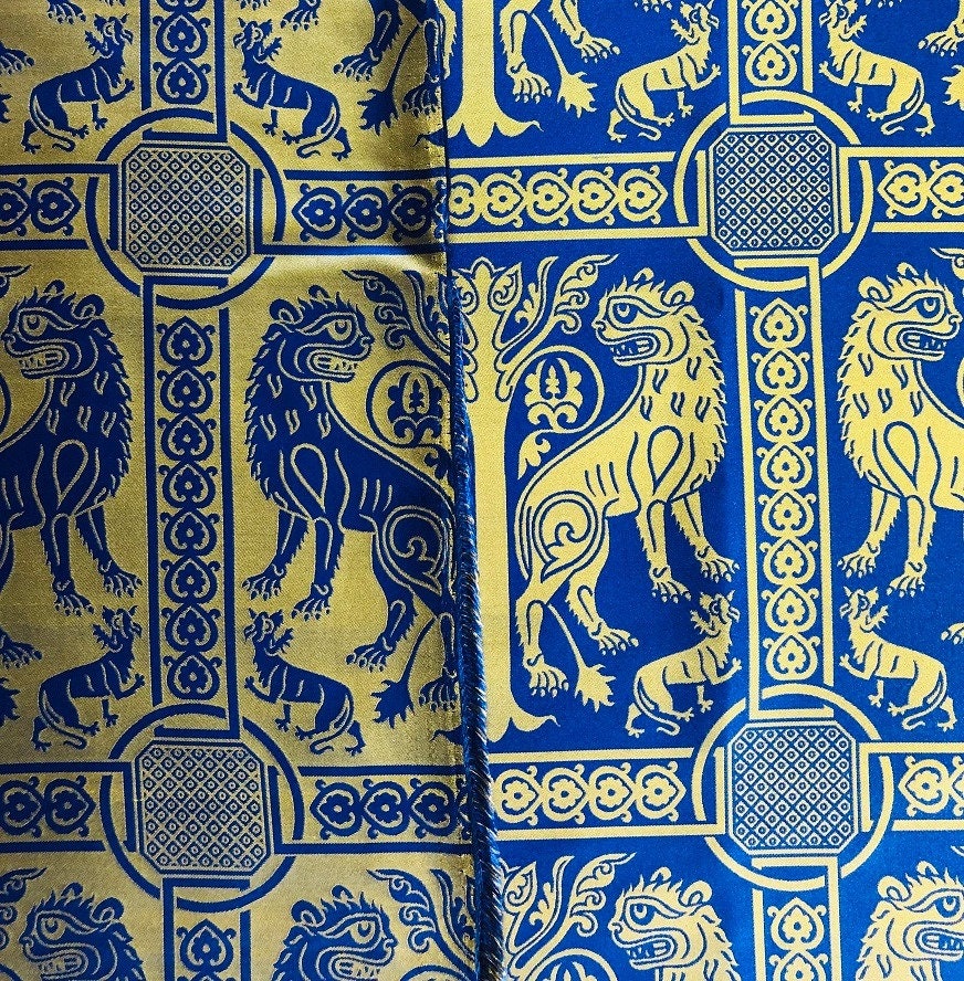 5 Meters 100% Natural Silk Medieval Vestment Fabric Damask Brocade 13 ...