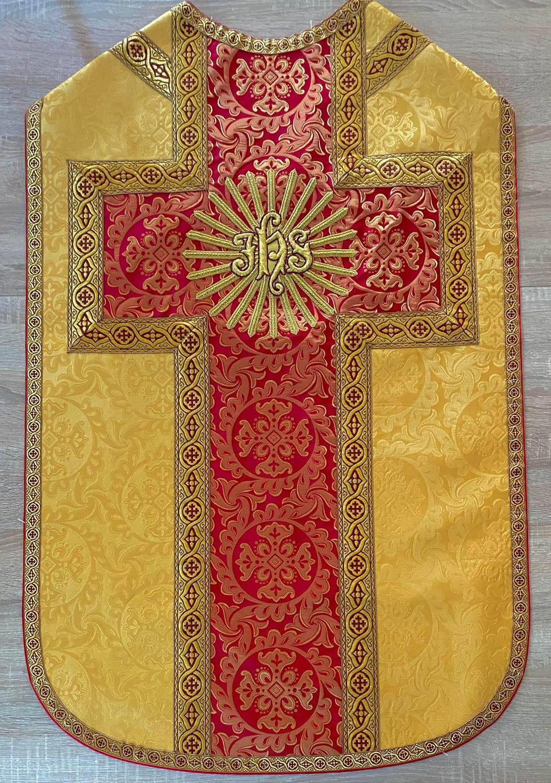 Roman Gold Chasuble Vestment With Hand Embroidery - Etsy
