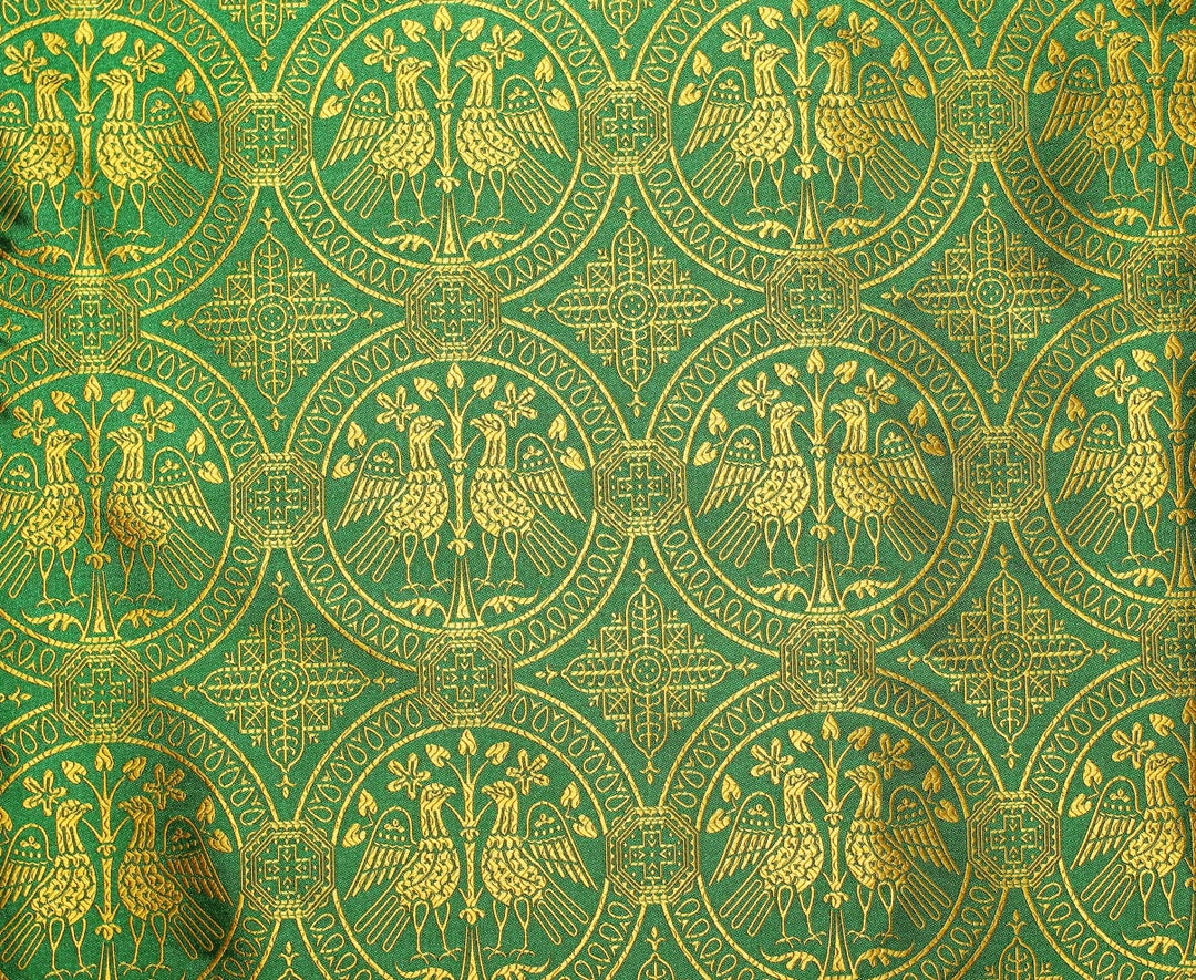 5 Meters 100% Natural Silk Medieval Vestment Fabric Damask Brocade 11 ...