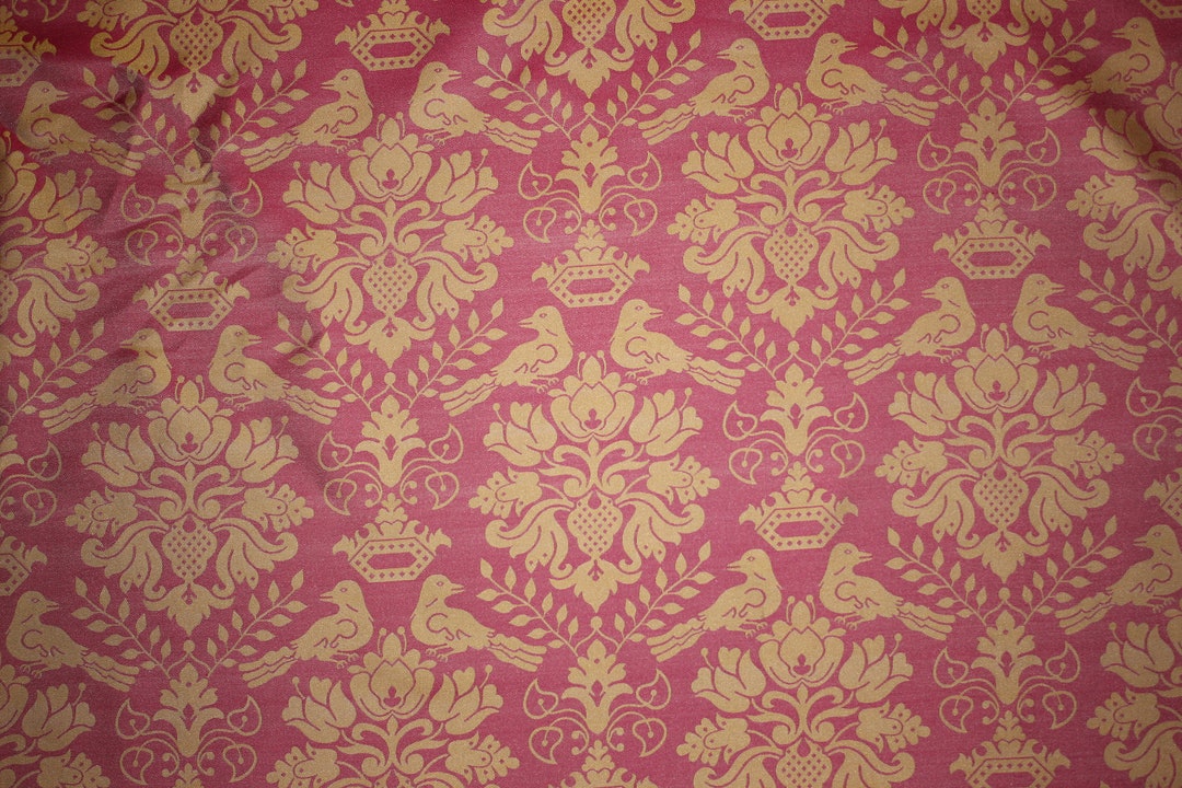 5 Meters 100% Natural Silk Medieval Vestment Fabric Damask Brocade 16 ...