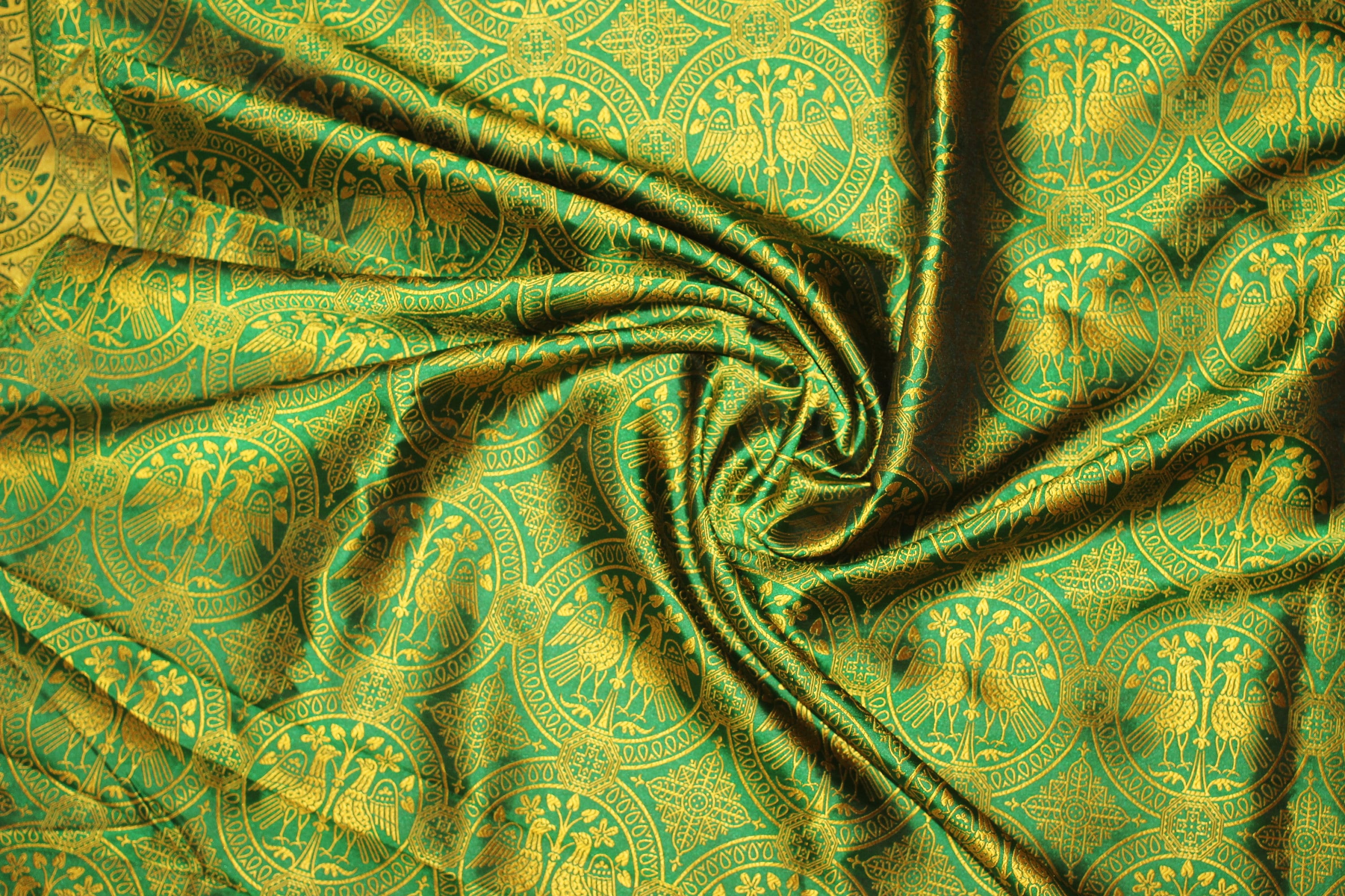 5 Meters 100% Natural Silk Medieval Vestment Fabric Damask Brocade 11 ...