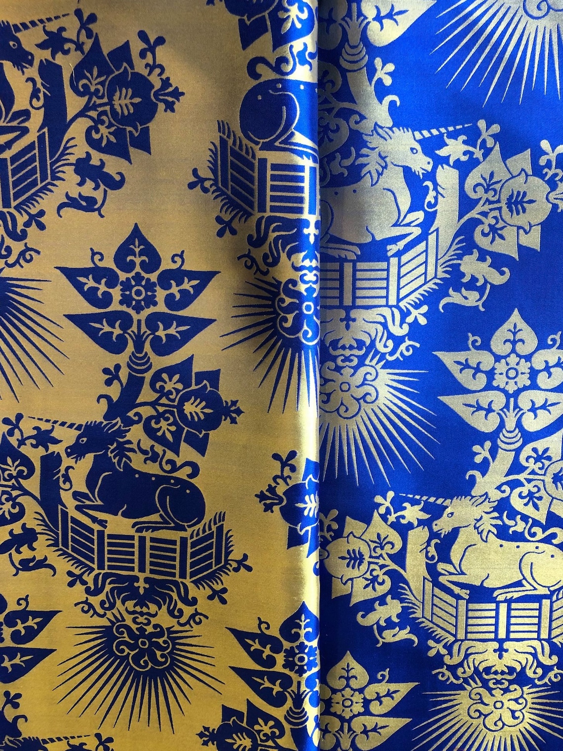5 Meters 100% Natural Silk Medieval Vestment Fabric Damask Brocade 14 ...