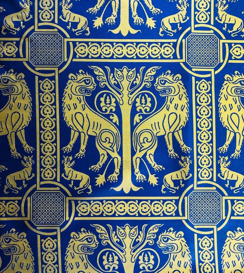 5 Meters 100% Natural Silk Medieval Vestment Fabric Damask Brocade 13 ...