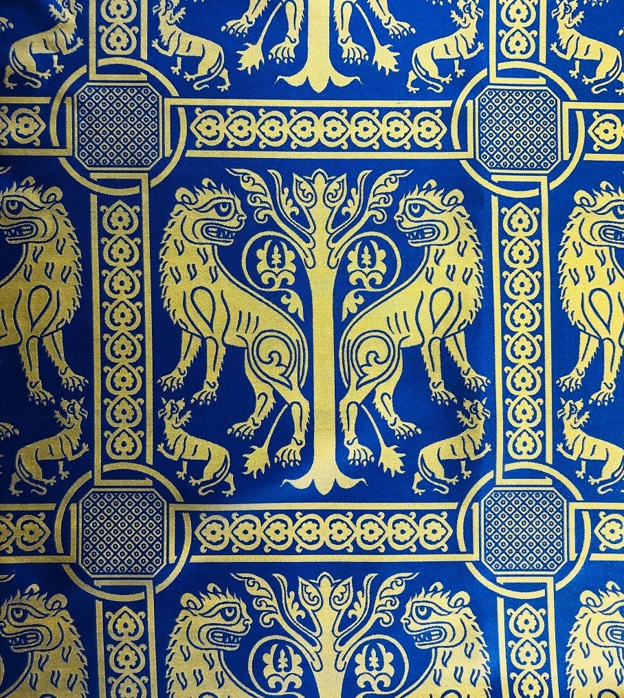 5 Meters 100% Natural Silk Medieval Vestment Fabric Damask Brocade 13 ...