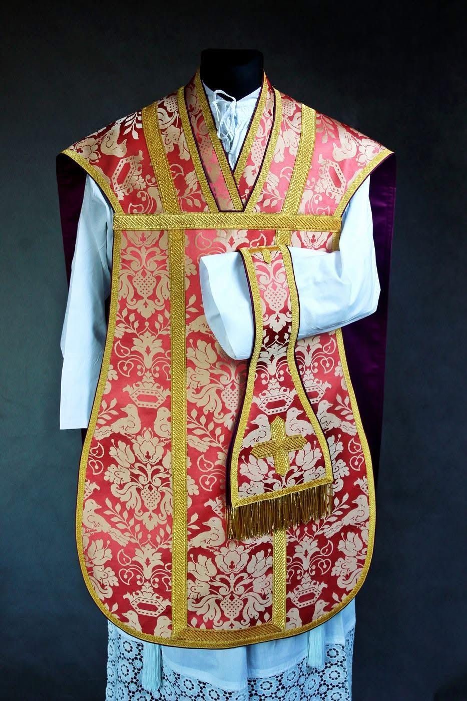 Roman Rose Pink Chasuble Vestment - Etsy