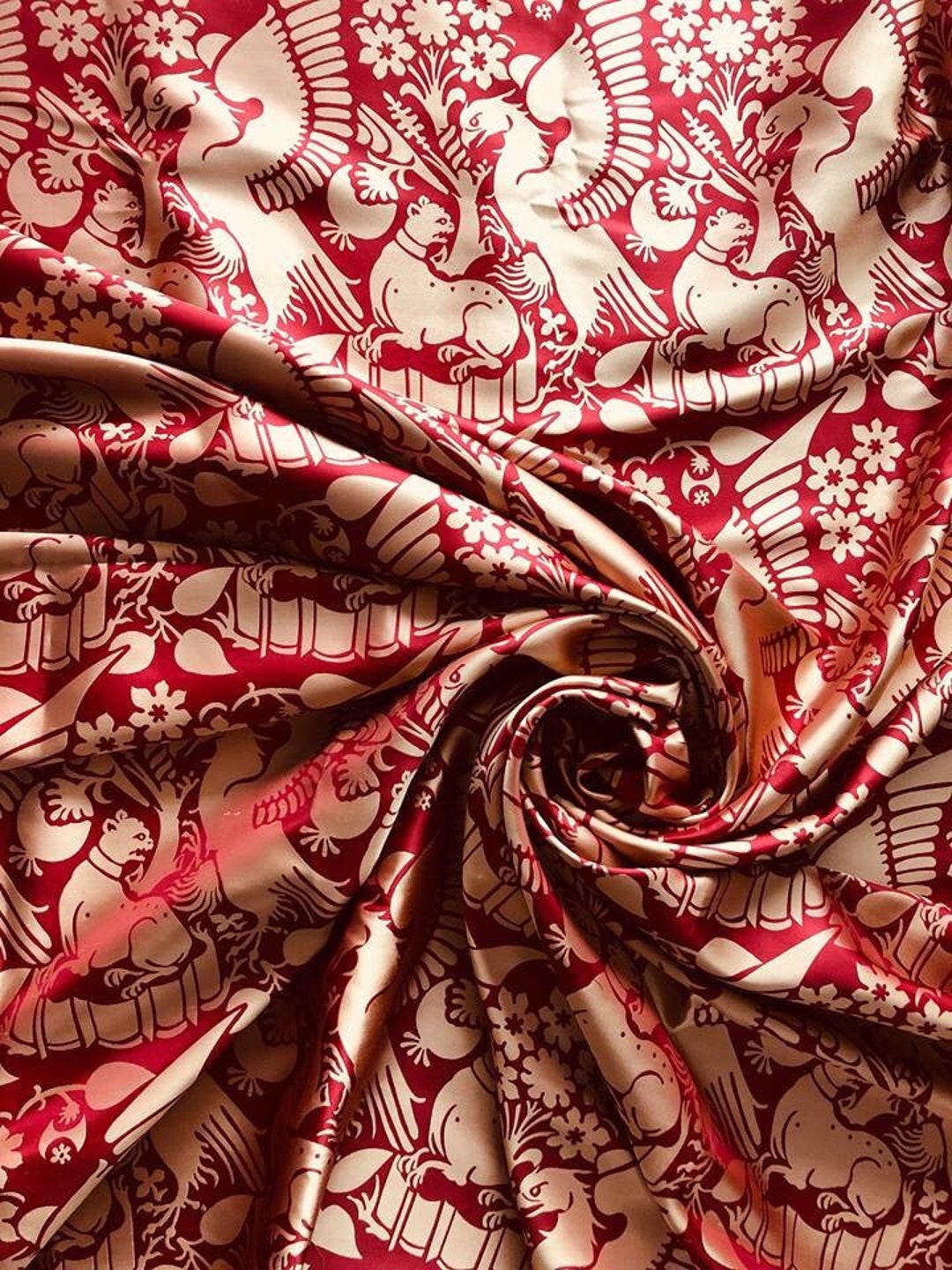 5 Meters 100% Natural Silk Medieval Vestment Fabric Damask Brocade 14 ...