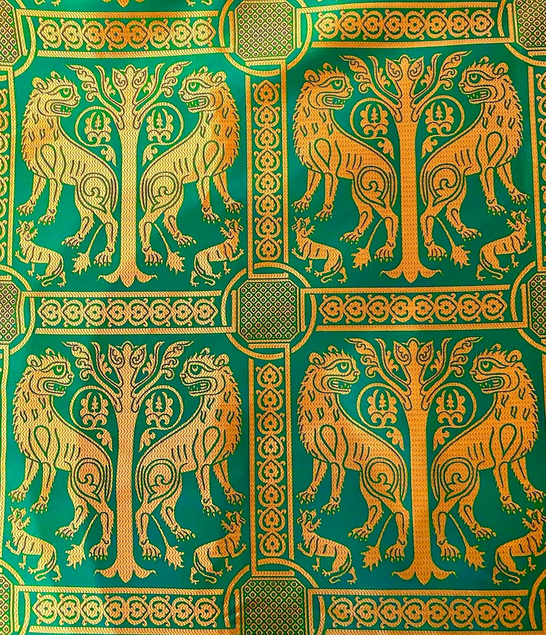 5 Meters 100% Natural Silk Medieval Vestment Fabric Damask Brocade 13 ...
