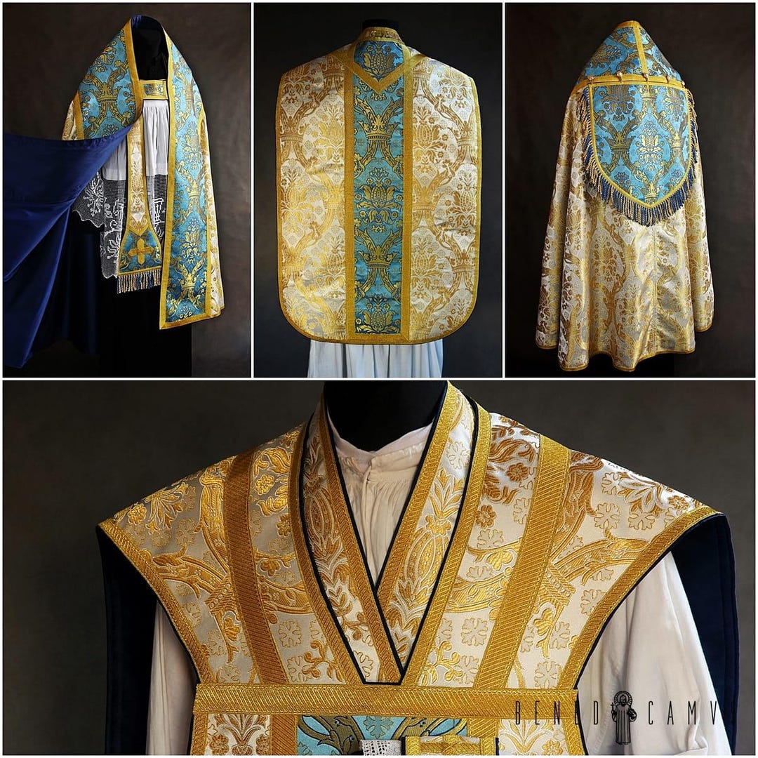 Roman White Chasuble and Cope Vestment Set - Etsy