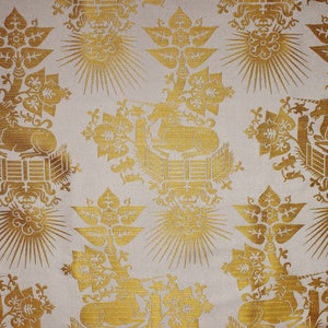 5 Meters 100% Natural Silk Medieval Vestment Fabric Damask Brocade 14 ...
