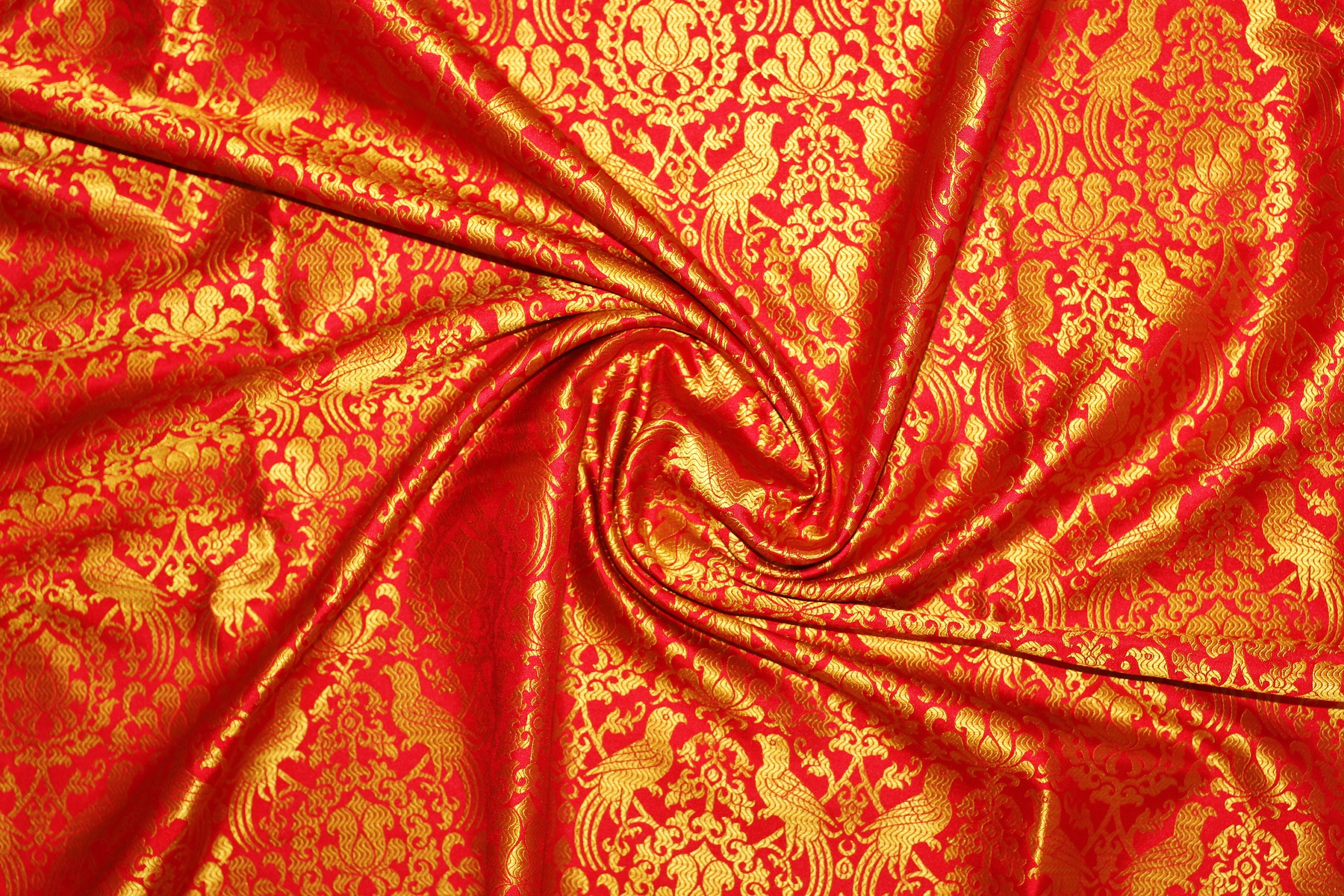 5 Meters 100% Natural Silk Medieval Vestment Fabric Damask Brocade 13 ...