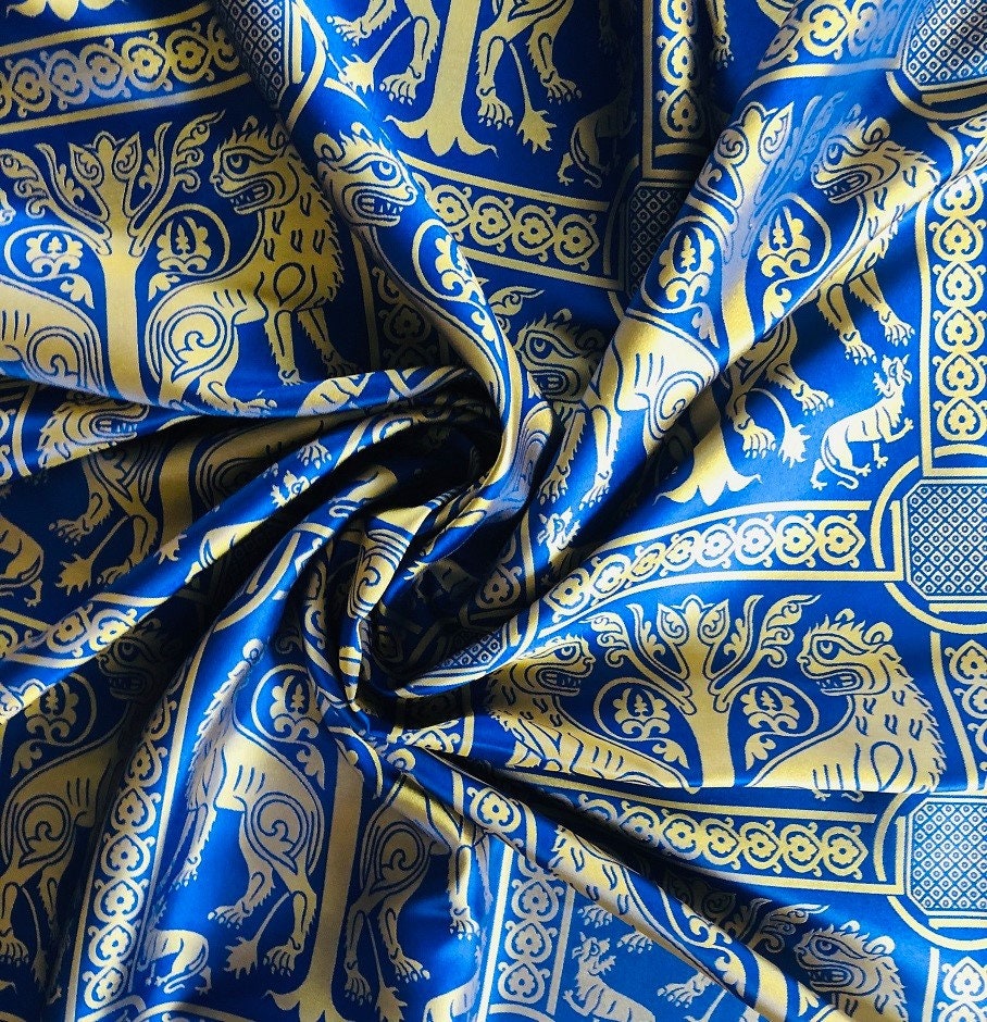 5 Meters 100% Natural Silk Medieval Vestment Fabric Damask Brocade 13 ...